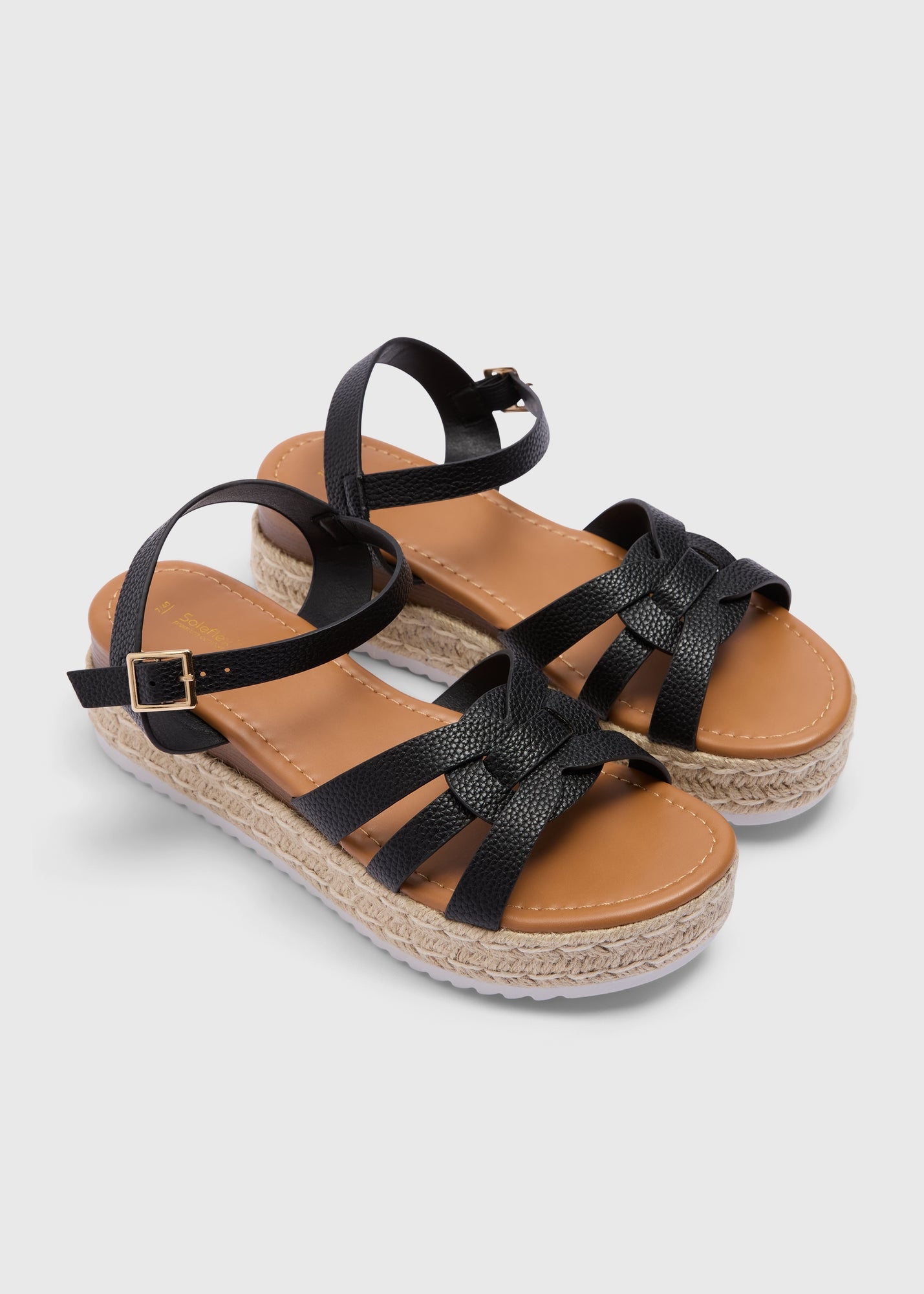 Soleflex Black Espadrille Flatform Wedges - 3 | Matalan