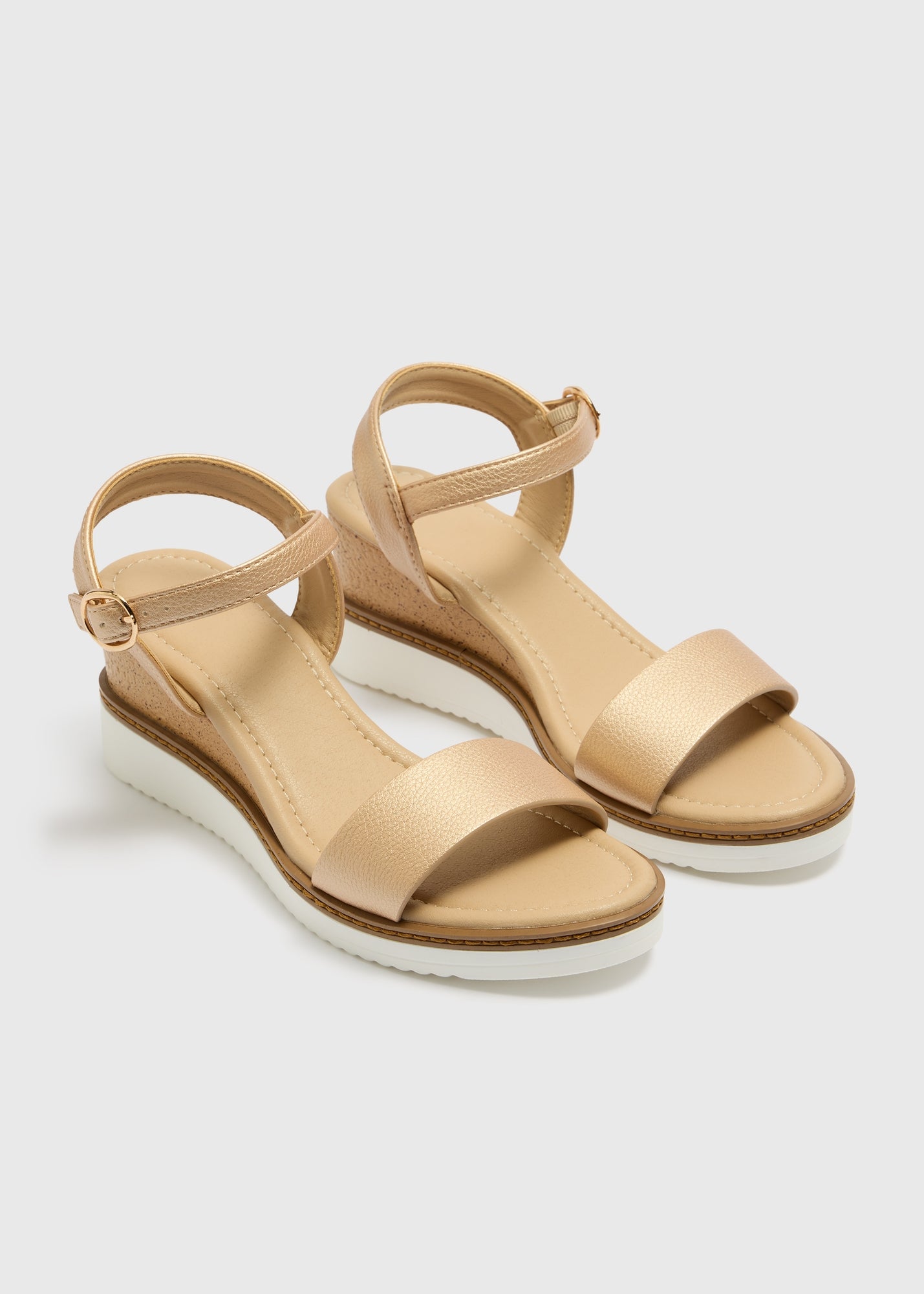 Soleflex Gold Comfort Wedge Sandals - Size 4