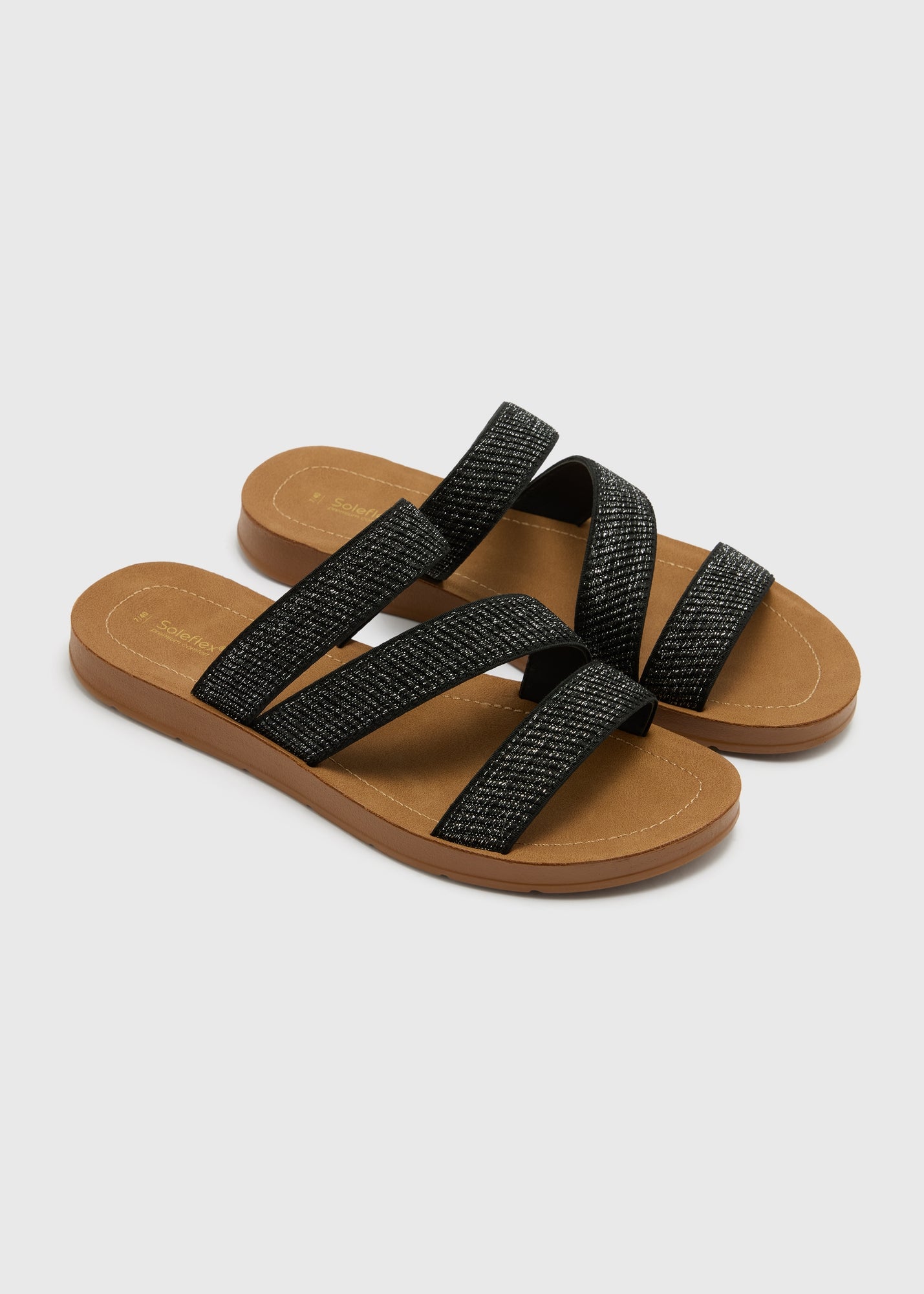Soleflex Black Asymmetric Sandals - 3 | Matalan