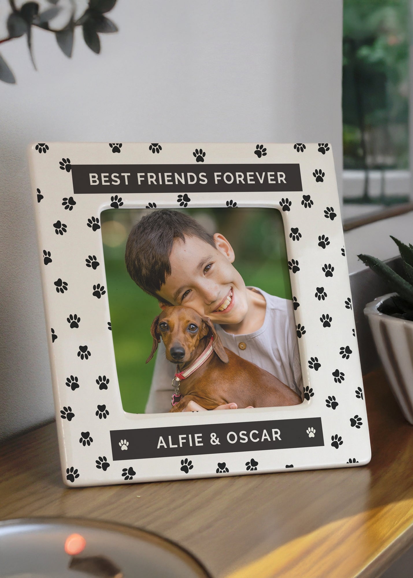 Personalised Memento Company White Pet Paw Print Ceramic 4x4 Frame ...