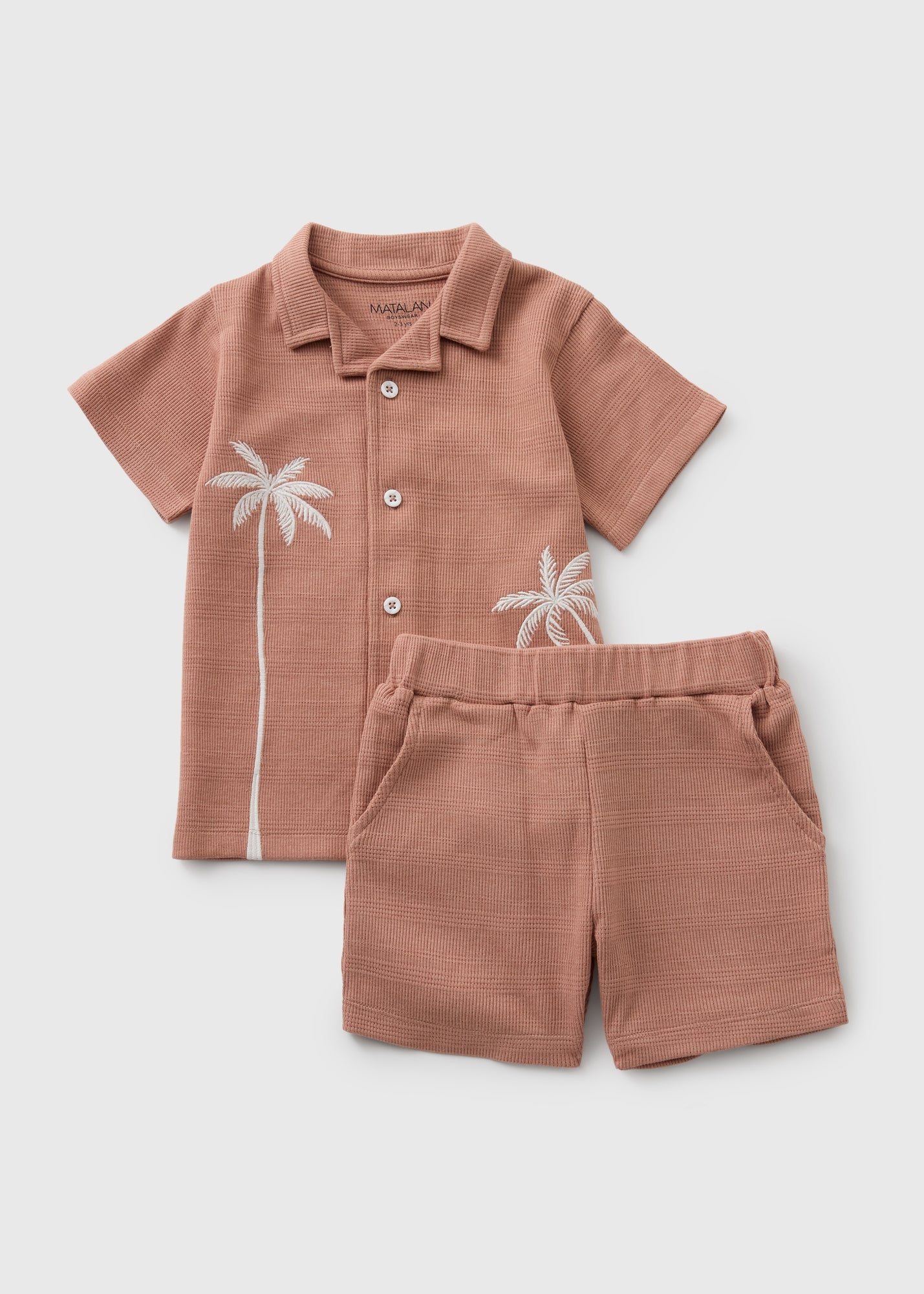 Boys Rust Palm Shirt & Short Set (1-7yrs) - 1-1.5 Yrs | Matalan