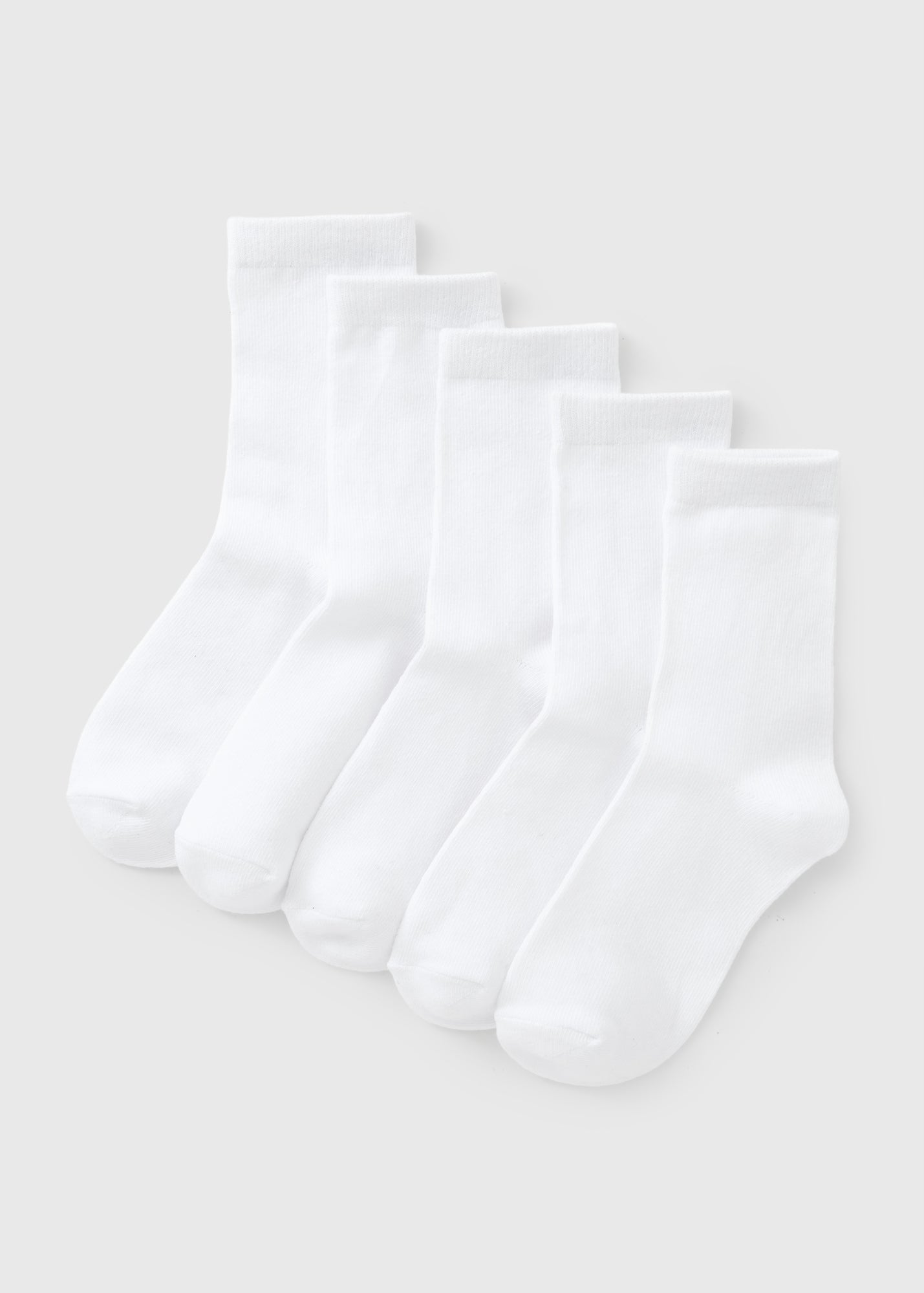 5 Kids White Plain Crew Socks - 6-8.5 | Matalan