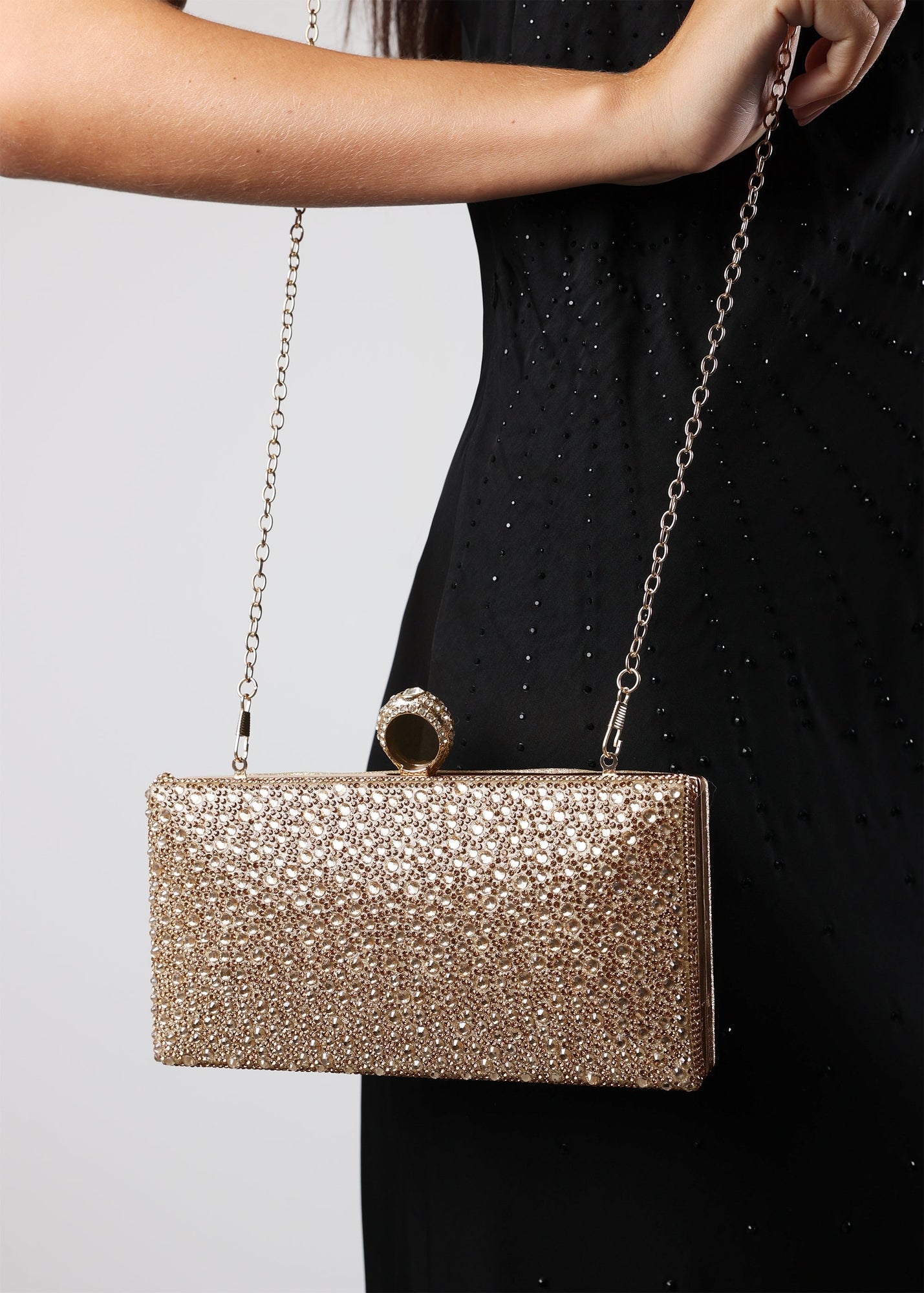 Where’s That From Reve Gold Crystal Clutch Bag - One Size | Matalan