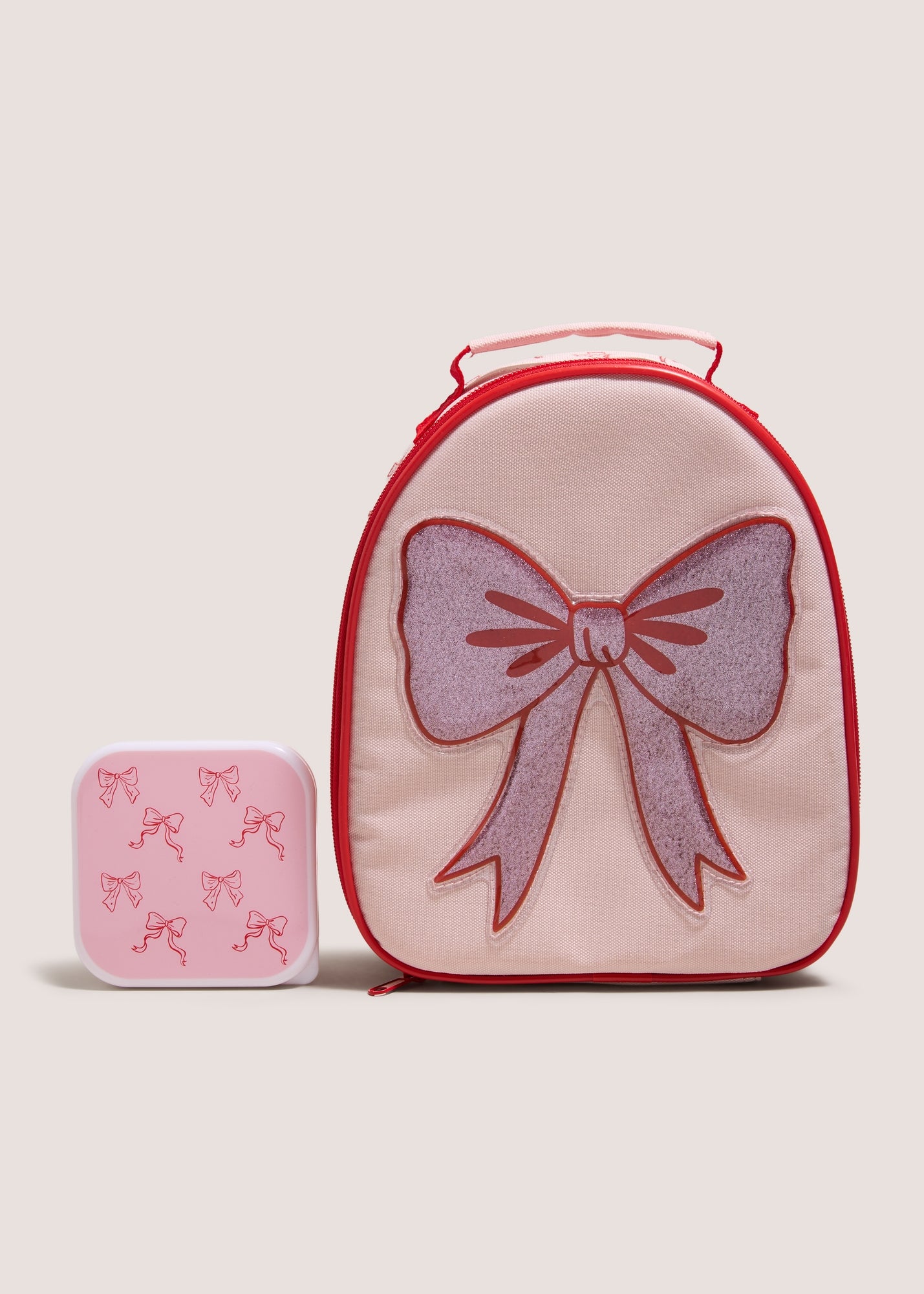Girls Pink Bow Lunch Bag & Snack Box Set | Matalan